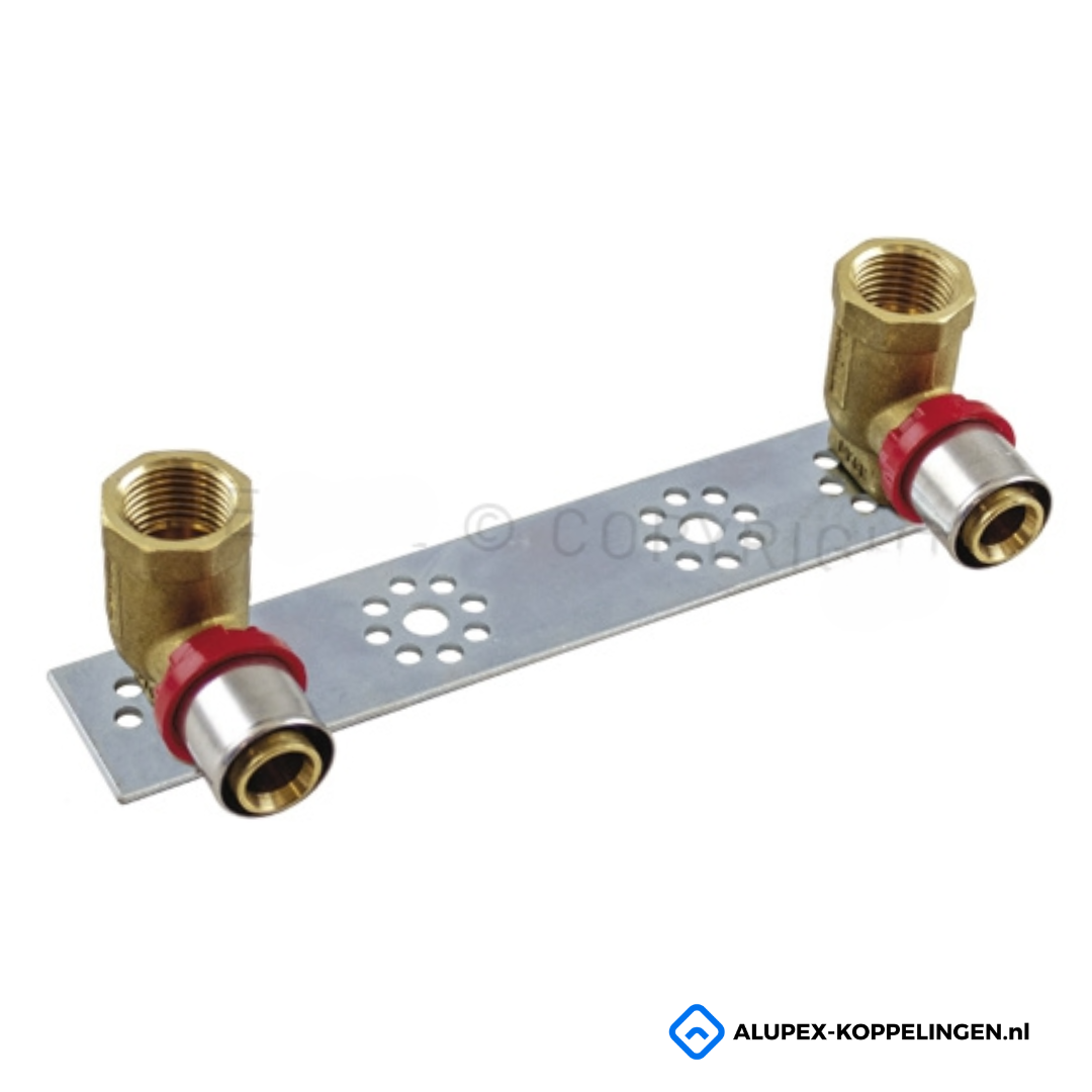 Muurplaat dubbel 16 mm 1/2 Vlak 150 mm - Alupex-Koppelingen.nl